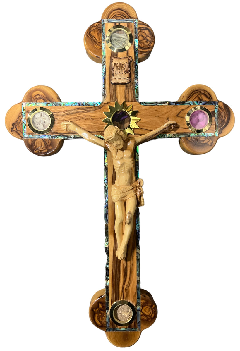 15" Roman Cross with mother of pearl – Holylandart