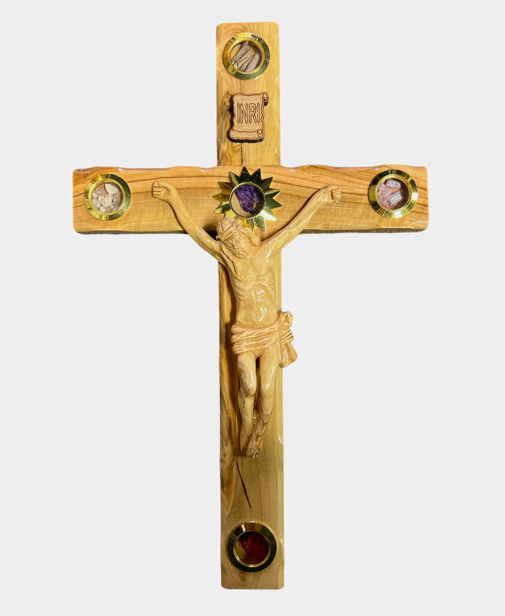 Latin Cross with olive wood crucifix – Holylandart